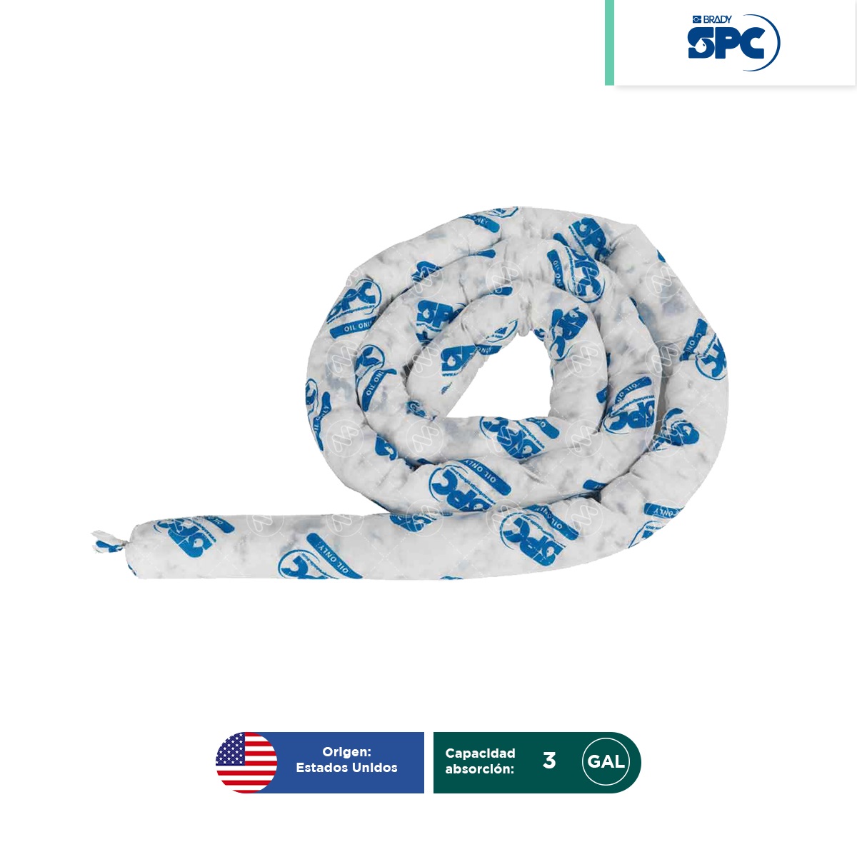 Calceta absorbente aceite 3"x12 ft | 8x360 cm SPC | Grupo Zuma