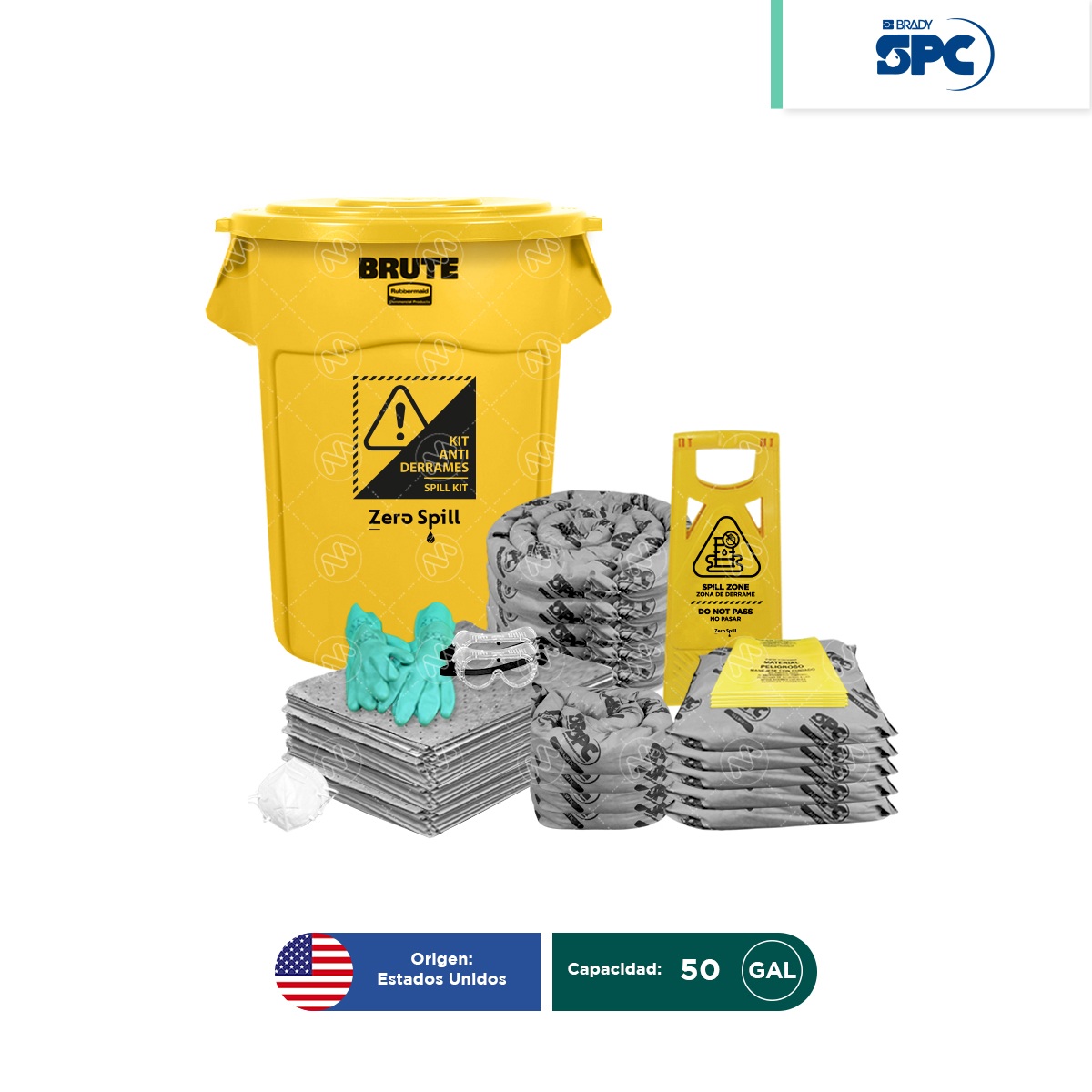 Kit antiderrames universal SPC 50 Gal | absorción 42 Gal | Grupo Zuma