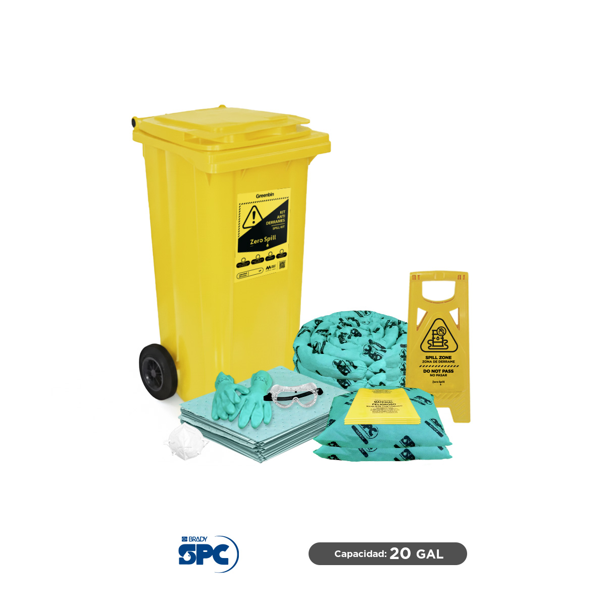 Kit antiderrames móvil para líquidos agresivos o hazmat SPC 20 Gal ...